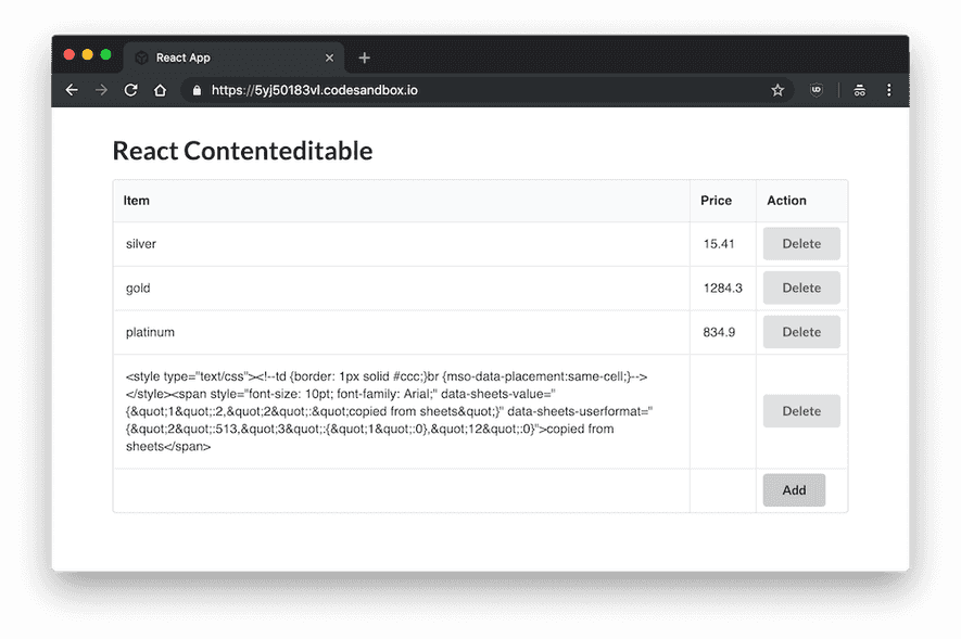 Using Content Editable Elements in JavaScript (React) | Tania Rascia's Website