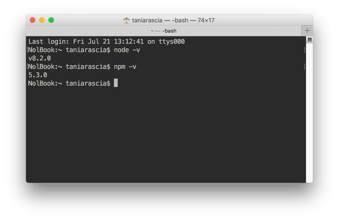 Node.js and npm Tutorial: Installation and Usage | Tania's Website