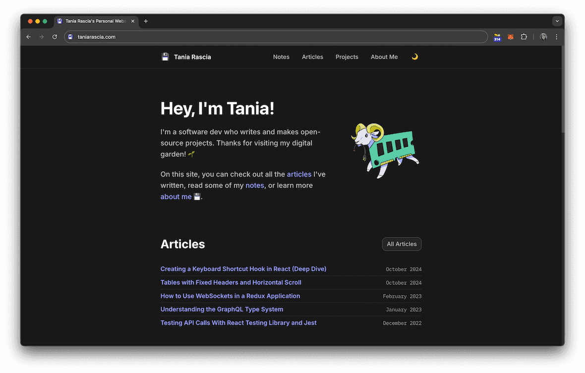 Redesign: Version 7.0: Sidebars, light-dark, and Bluesky | Tania Rascia ...
