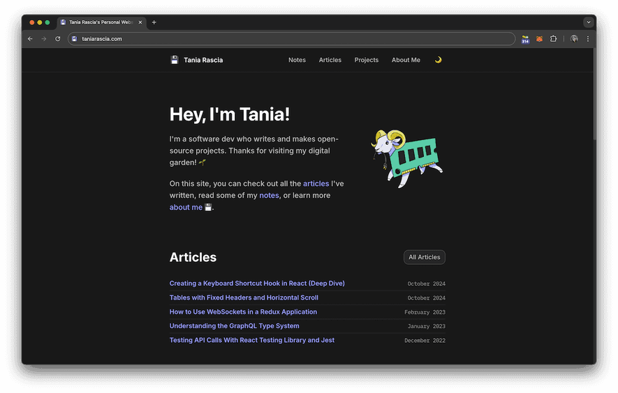 Redesign: Version 7.0: Sidebars, light-dark, and Bluesky | Tania Rascia ...