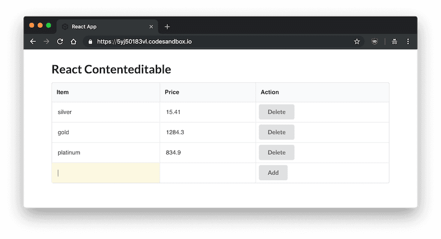 Using Content Editable Elements in JavaScript (React) | Tania Rascia's ...