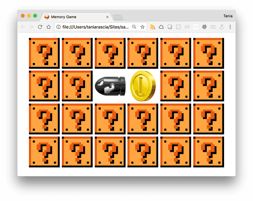 Create a Memory Game (ala Super Mario 3) with JavaScript | Tania's Website