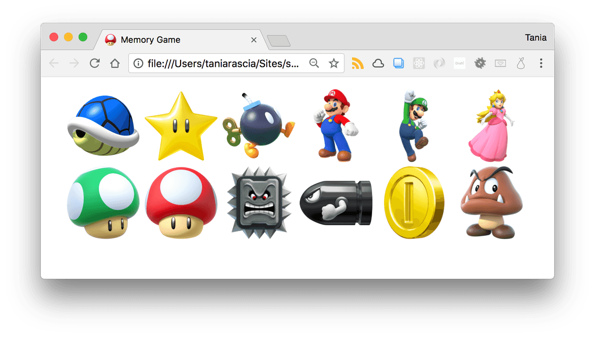 Create a Memory Game (ala Super Mario 3) with JavaScript | Tania's Website