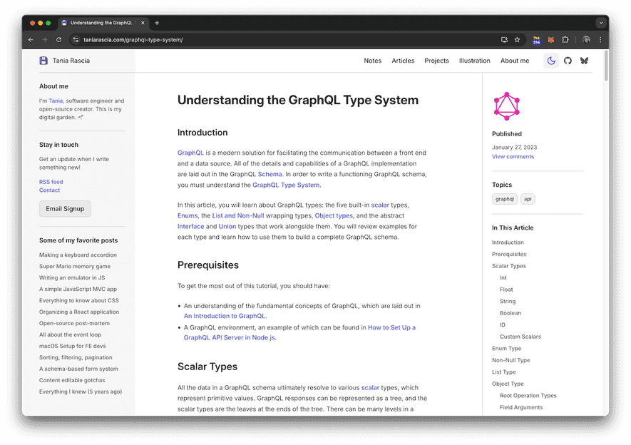 Redesign: Version 7.0: Sidebars, light-dark, and Bluesky | Tania Rascia ...